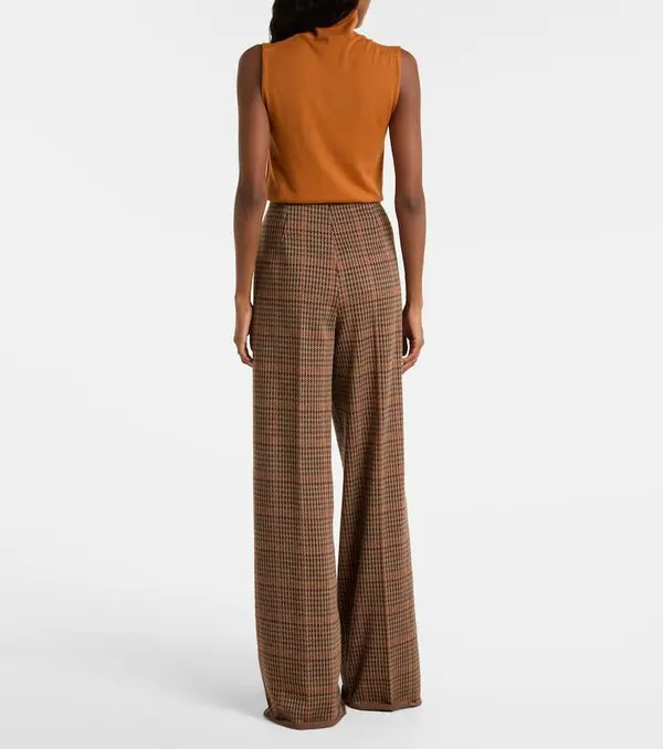 Max Mara Seggio Wide-leg Houndstooth Trousers - Brown