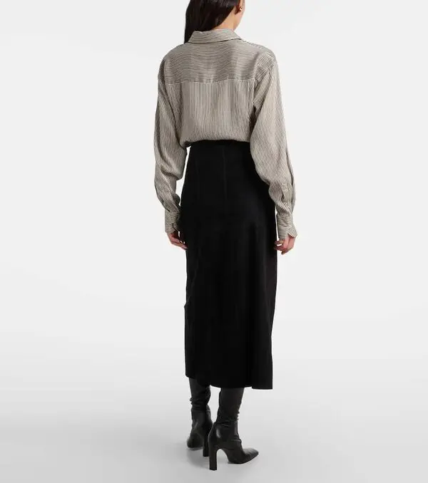Rixo Edwina High-rise Suede Midi Skirt - Brown