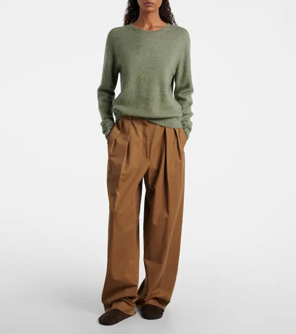 THE ROW Igor Cotton And Cashmere Wide-leg Pants - Beige