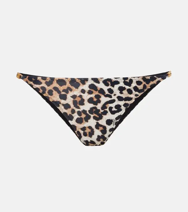 GANNI Leopard-print Bikini Bottom - Beige