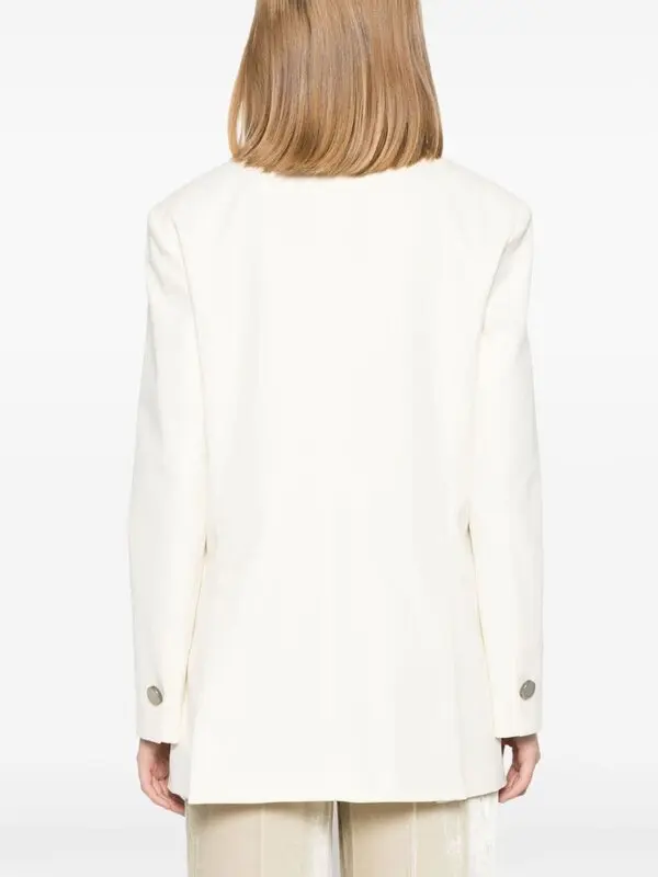 PAROSH Cotton Blend Blazer Jacket - White