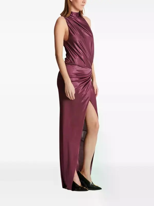 Balmain Draped High-neck Maxi Dress