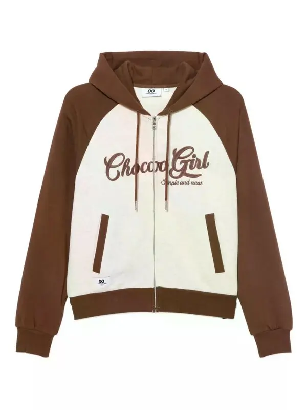 CHOCOOLATE Logo-embroidered Zip Hoodie - Neutrals