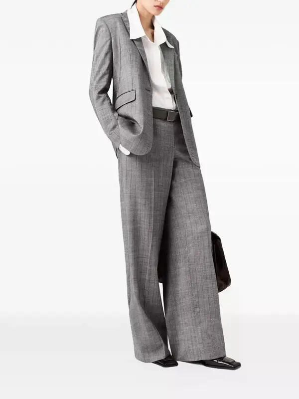 Stella McCartney Wool Checked Trousers - Grey
