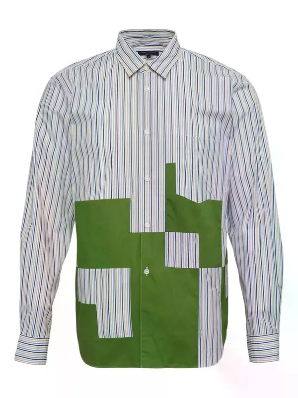 Comme Des Garçons Striped Patchwork Shirt - Blue