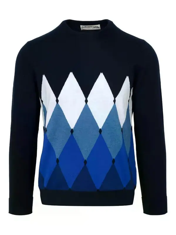 BALLANTYNE Argyle Pattern Sweater - Blue