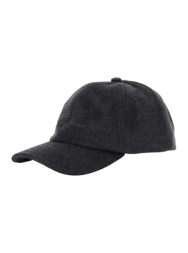 Jacquemus Baseball Cap In Wool With Logo - Grey