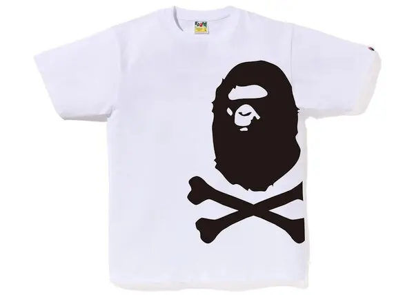 A BATHING APE Big Ape Crossbone Pigment Print Tee Shirt - White Black