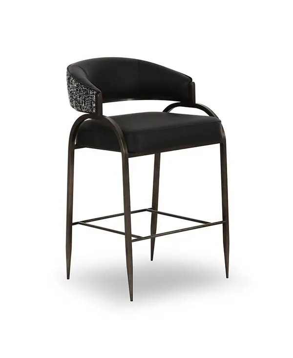 TOV FURNITURE Tatum Faux Leather 2-tone Counter Stool - Black