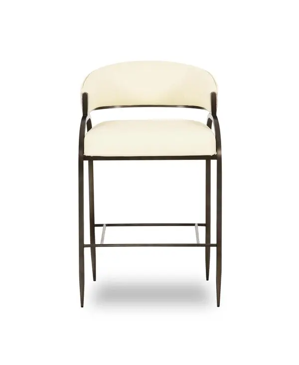 TOV FURNITURE Tatum Faux Leather 2-tone Counter Stool - Cream