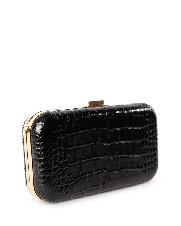 F & W STYLE Rose Croc Embossed Leather Clutch
