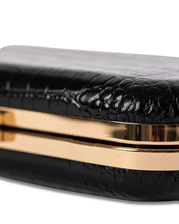 F & W STYLE Rose Croc Embossed Leather Clutch