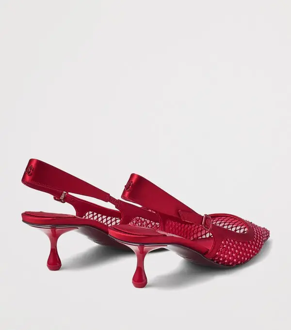 JIMMY CHOO Amel 50 Embellished Slingback Pumps - Red