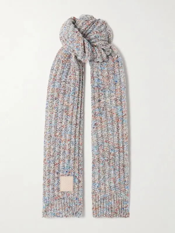 Loewe Appliquéd Ribbed Wool-blend Scarf - Multi