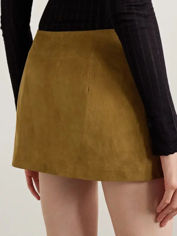 Khaite Jett Suede Mini Skirt - Brown