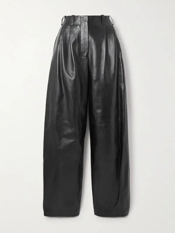 Givenchy Pleated Leather Barrel-leg Pants
