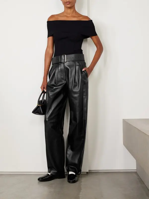 Givenchy Pleated Leather Barrel-leg Pants