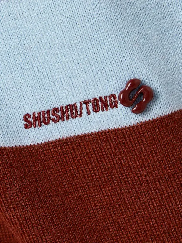 SHUSHU/TONG Striped Knitted Polo Sweater