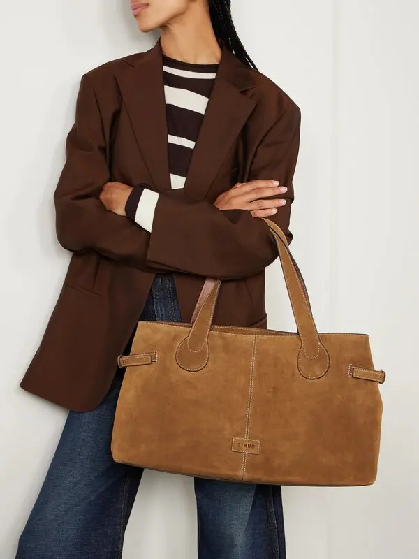 Staud Piper Suede Tote - Brown