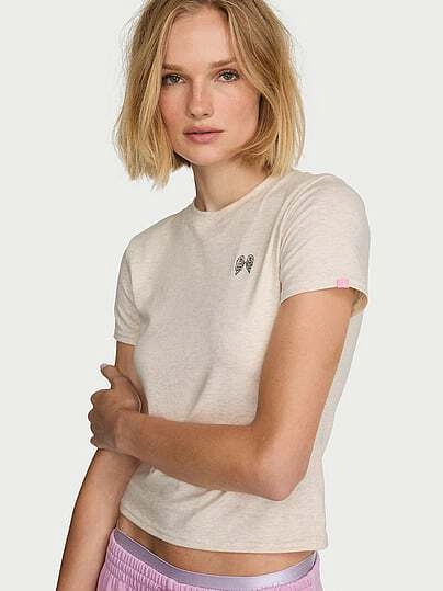Victoria's Secret Angel Essentials Stretch Cotton Fitted Tee - Beige