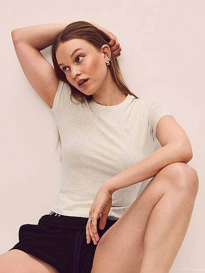 Victoria's Secret Angel Essentials Stretch Cotton Fitted Tee - Beige