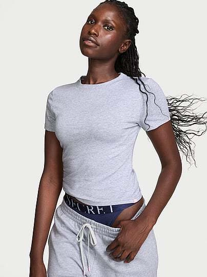 Victoria's Secret Angel Essentials Stretch Cotton Fitted Tee - Grey