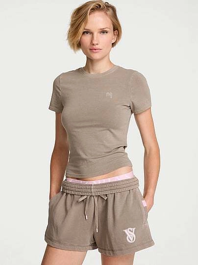 Victoria's Secret Angel Essentials Stretch Cotton Fitted Tee - Grey
