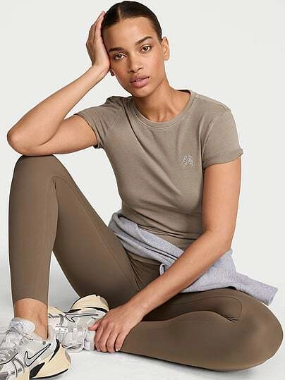 Victoria's Secret Angel Essentials Stretch Cotton Fitted Tee - Grey