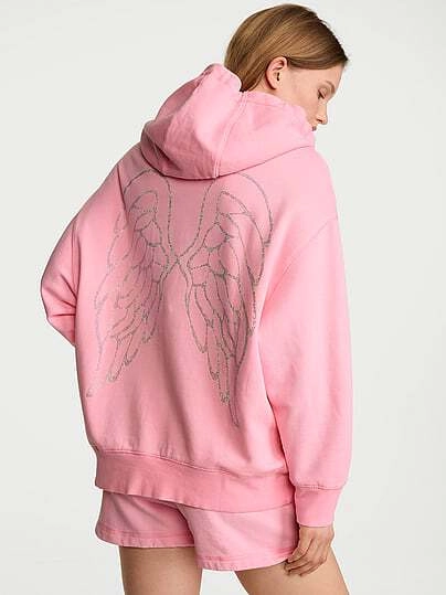 Victoria's Secret Angel Essentials Iconic Fleece Relaxed Hoodie - Pink