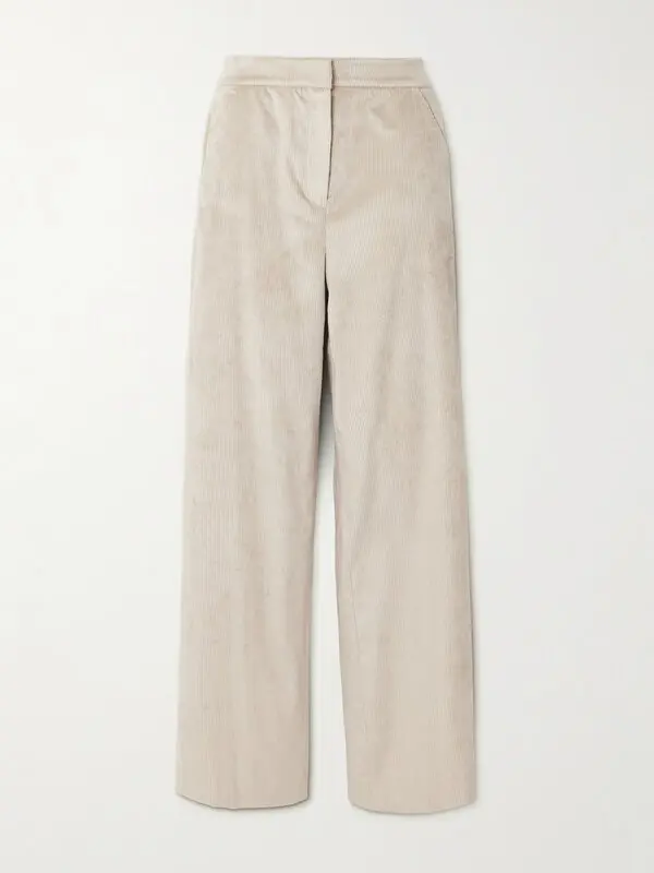 Veronica Beard Grigore Cotton-blend Corduroy Wide-leg Pants - Neutrals