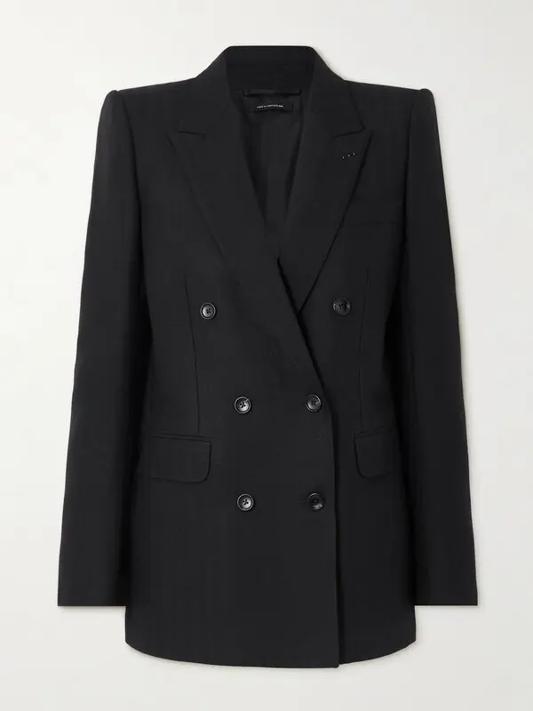 TOM FORD Herringbone Wool Double-breasted Blazer