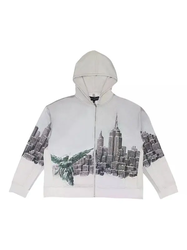 WHO DECIDES WAR City Print Zip-up Hoodie