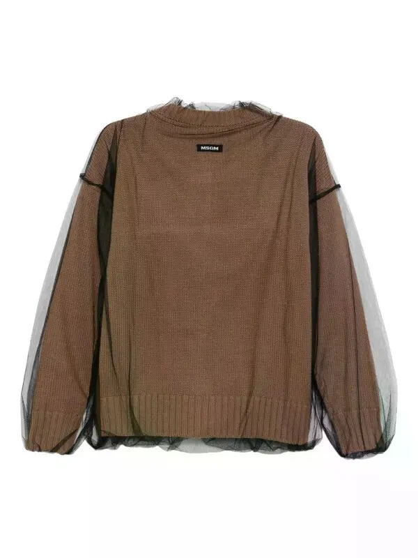 MSGM Tulle-overlay Cardigan