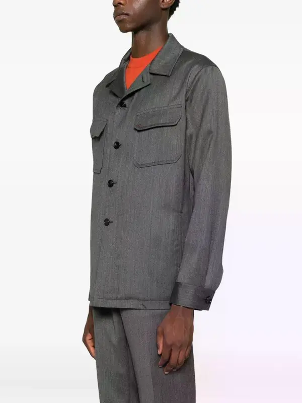 Tagliatore Logo Appliqué Shirt Jacket - Grey