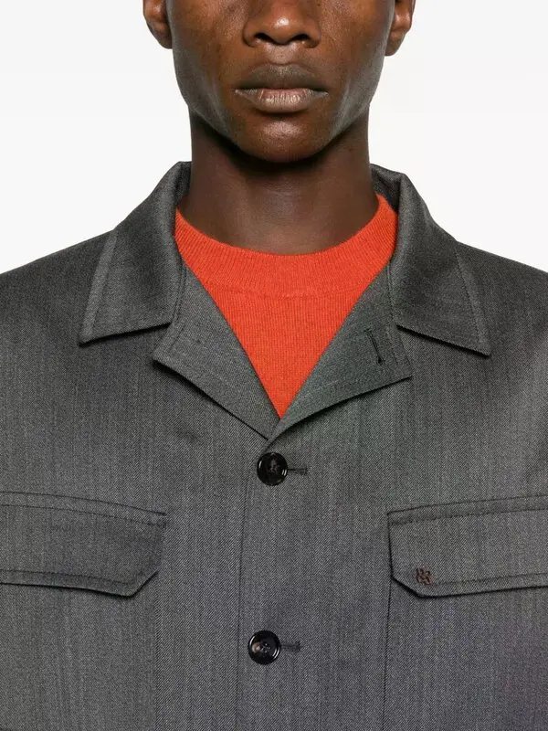 Tagliatore Logo Appliqué Shirt Jacket - Grey