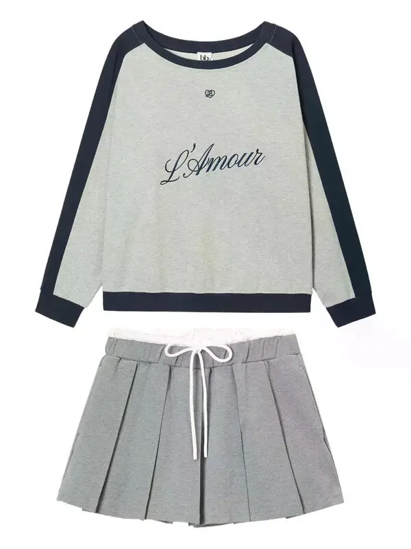 B+AB Pleated Skirt Set - Grey