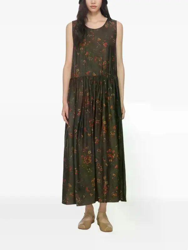 UMA WANG Floral-print Maxi Dress - Brown