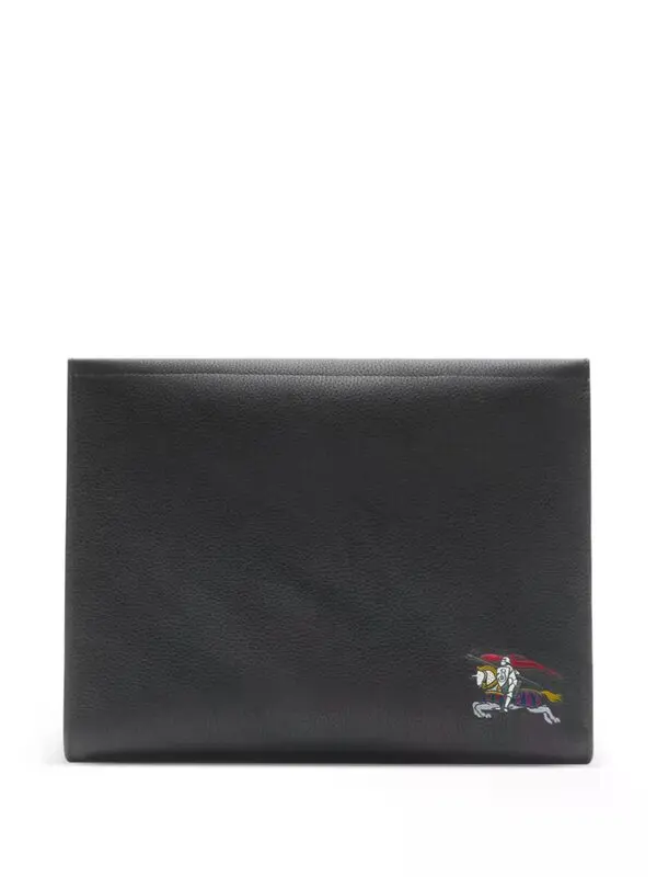 Burberry Equestrian Knight Leather Pouch - Black
