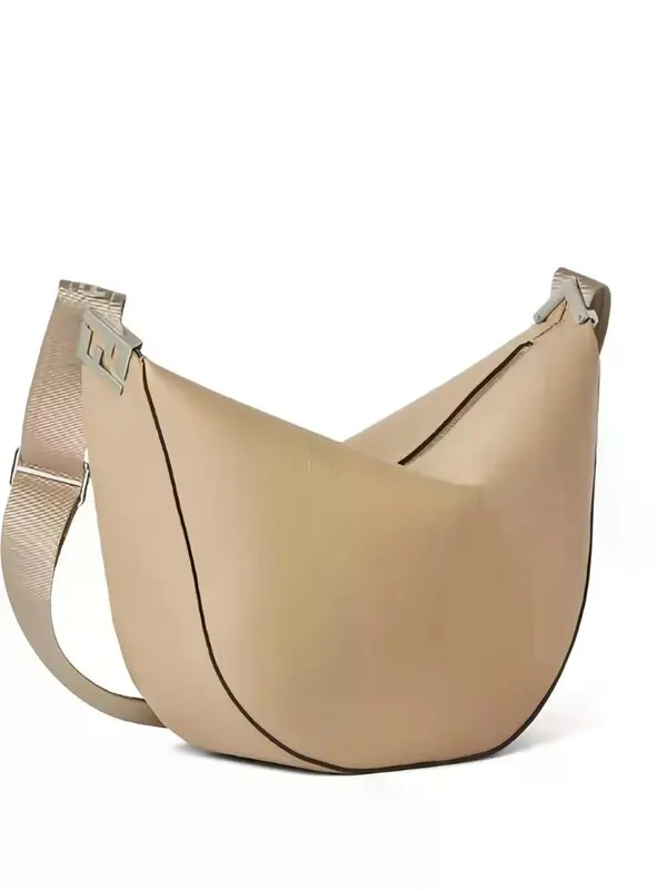 Fendi Crescent-shaped Messenger Bag With Ff Appliqu - Neutrals