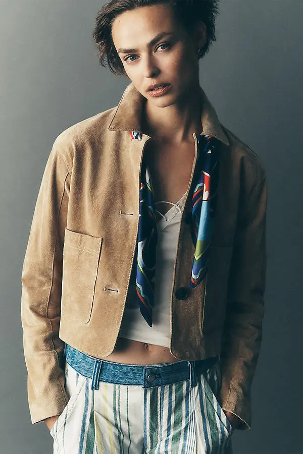 Blanknyc Real Suede Crop Jacket - Cinnamon Crunch