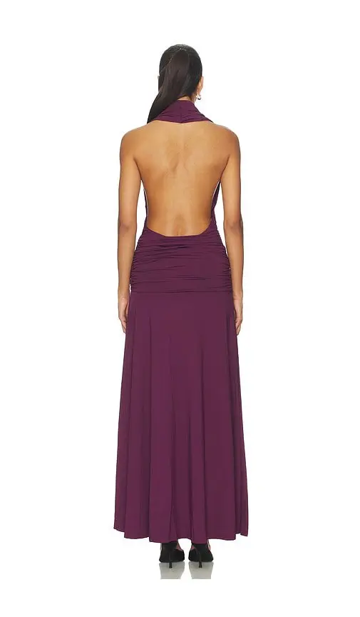 arwen maxi dress SEROYA Arwen Maxi Dress in Slate Brown