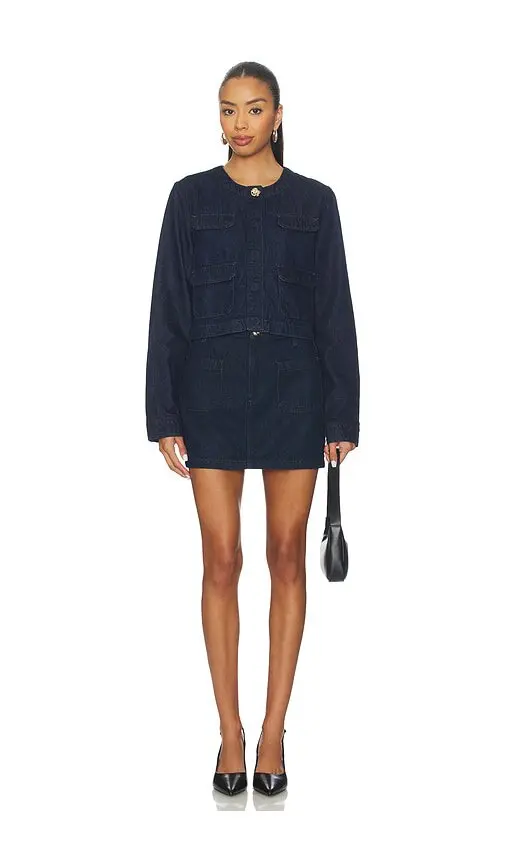 FAVORITE DAUGHTER Denim Jacket With Knotted Button Detail