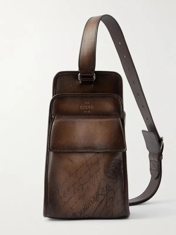 Berluti Périple Sling Scritto Venezia Leather Belt Bag - Brown