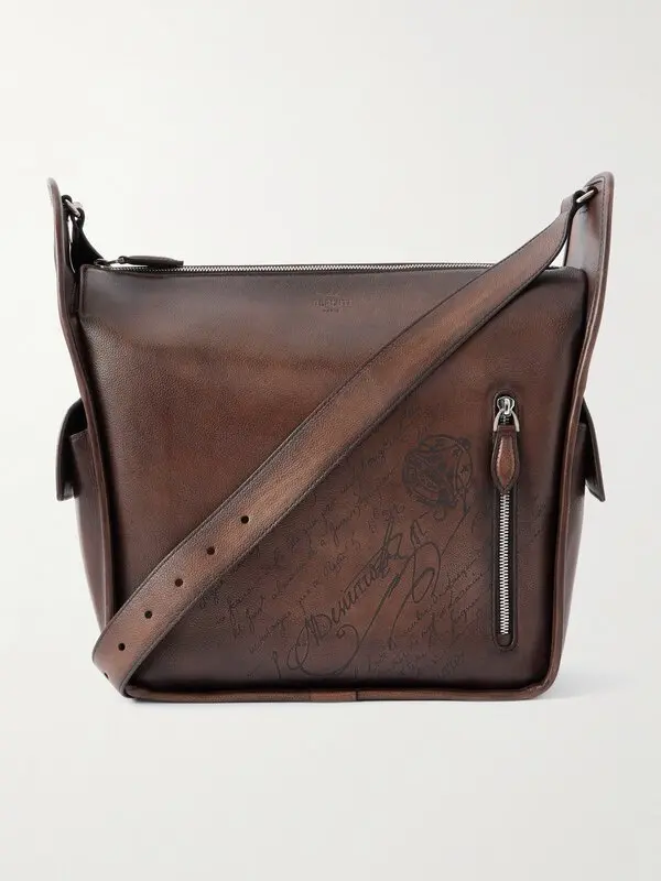 Berluti Périple Scritto Full-grain Venezia Leather Messenger Bag - Brown