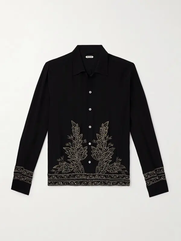 BODE Embellished Silk Shirt - Black