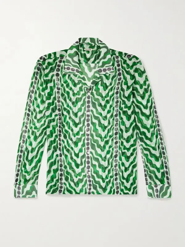BODE Serpentine Printed Silk Shirt