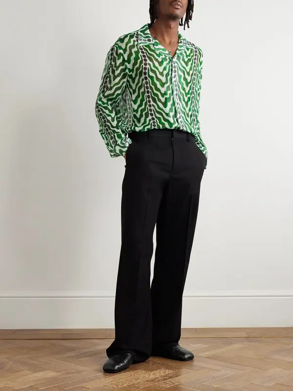 BODE Serpentine Printed Silk Shirt