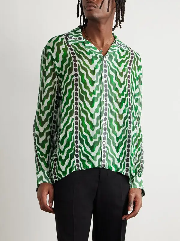 BODE Serpentine Printed Silk Shirt