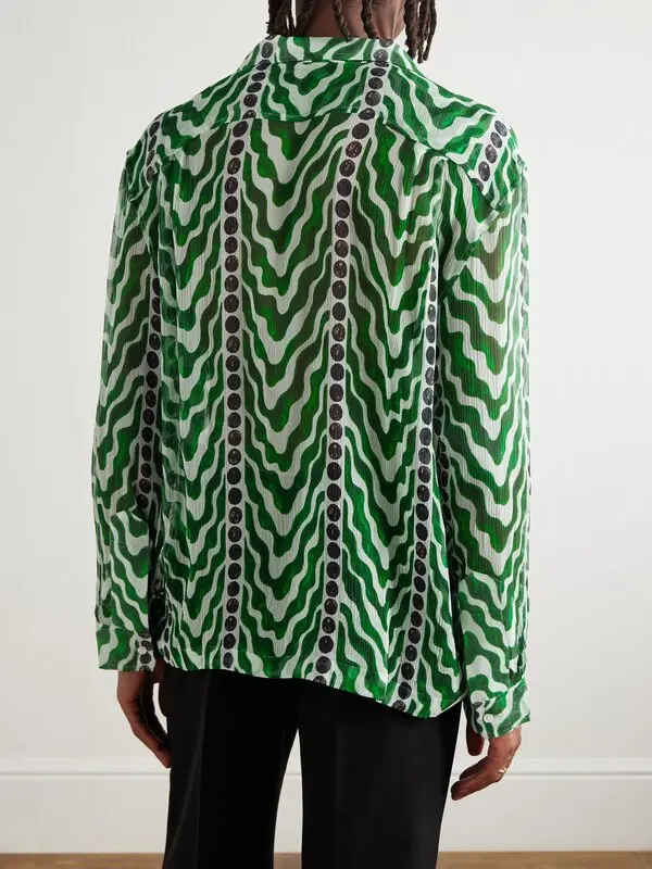 BODE Serpentine Printed Silk Shirt