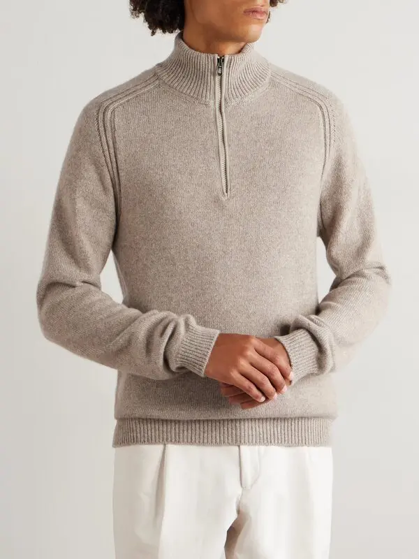 Sease Cashmere Half-zip Sweater - Neutrals